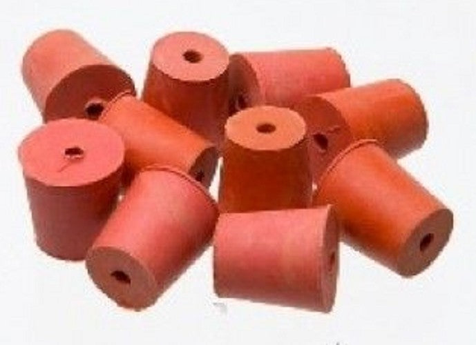 Solid Red Rubber Stoppers with hole – Adelab Scientific